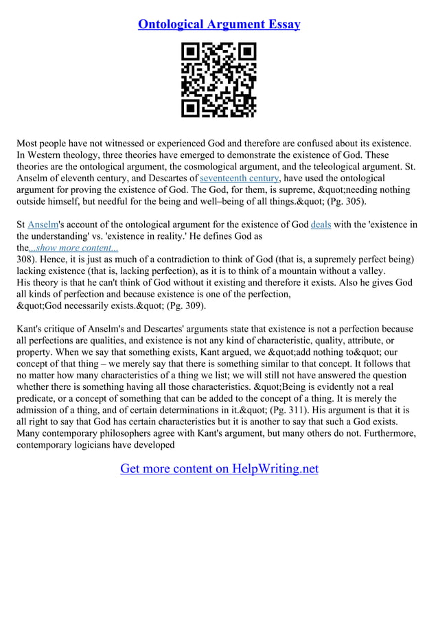 Ontological Argument Essay | PDF