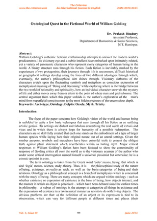 Ontological quest in the fictional world of william golding | PDF ...