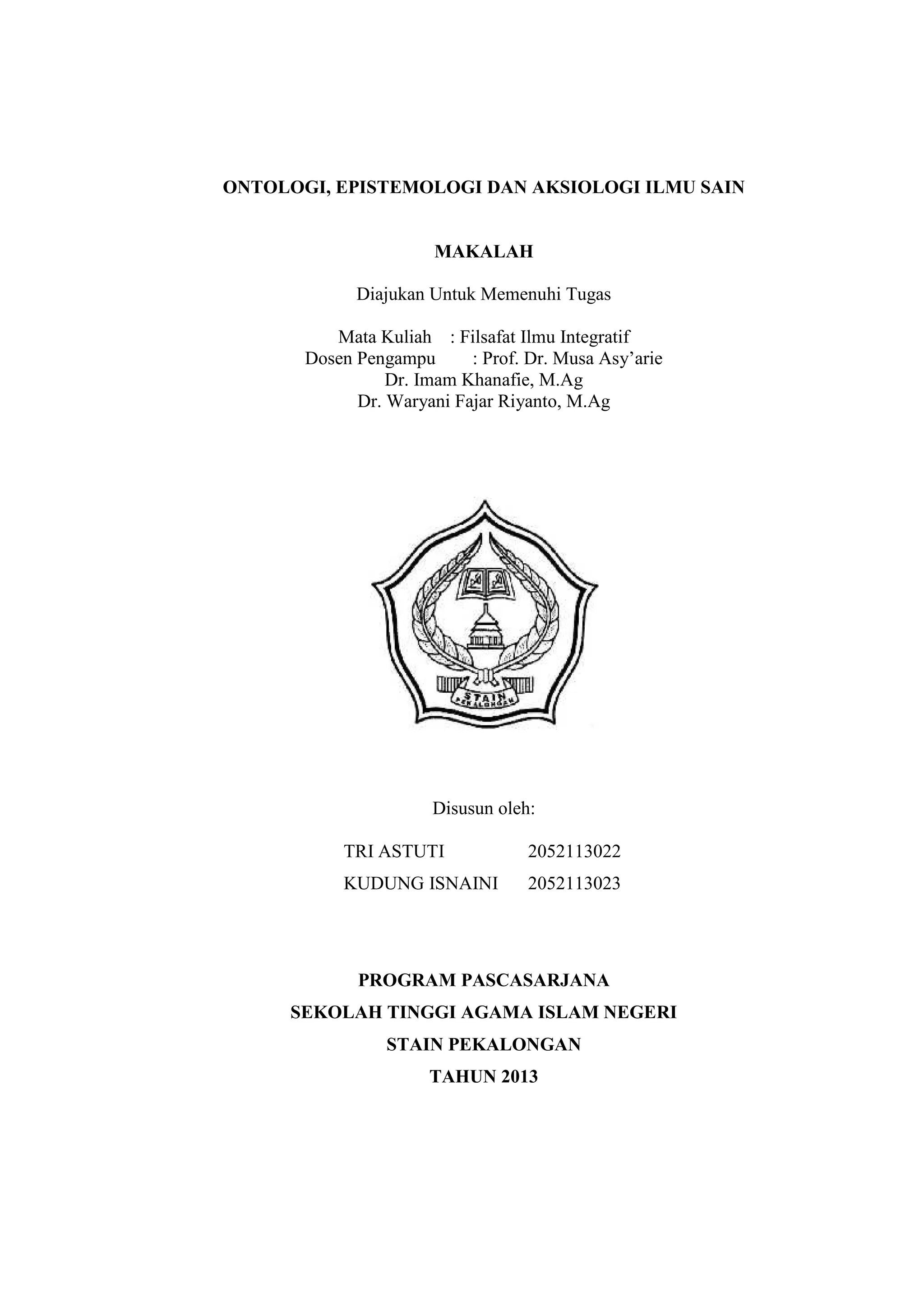 Ontologi epistemologi dan_aksiologi_ilmu | PDF