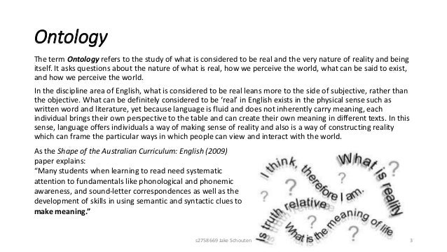 Ontology, axiology and epistemology in the english curriculum
