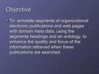 Ontology Based Annotation of Text Segments | PPT