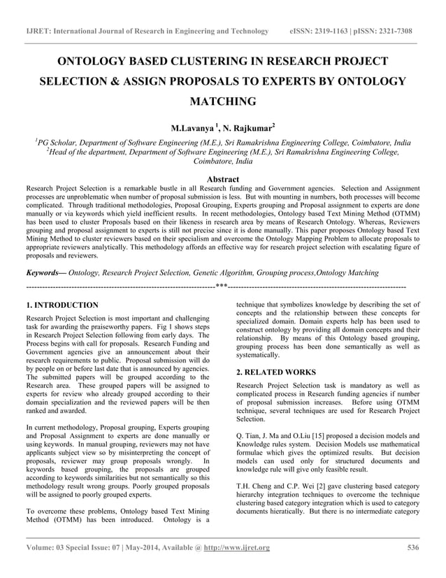 Ontology based clustering in research project | PDF