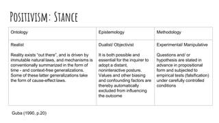 Ontology, Epistemology, and Methodology | PPTX