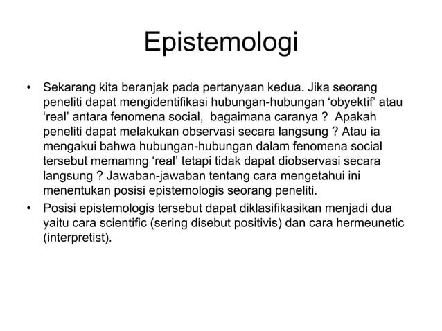 Ontology, epistemology & methodology nur azizah-edit | PPTX
