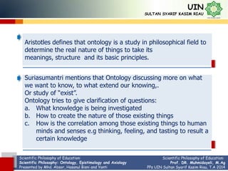 Ontology, epistimology and axiology | PPTX