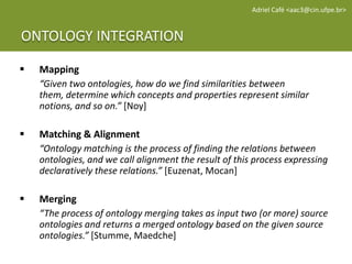 Ontology integration - Heterogeneity, Techniques and more | PPT