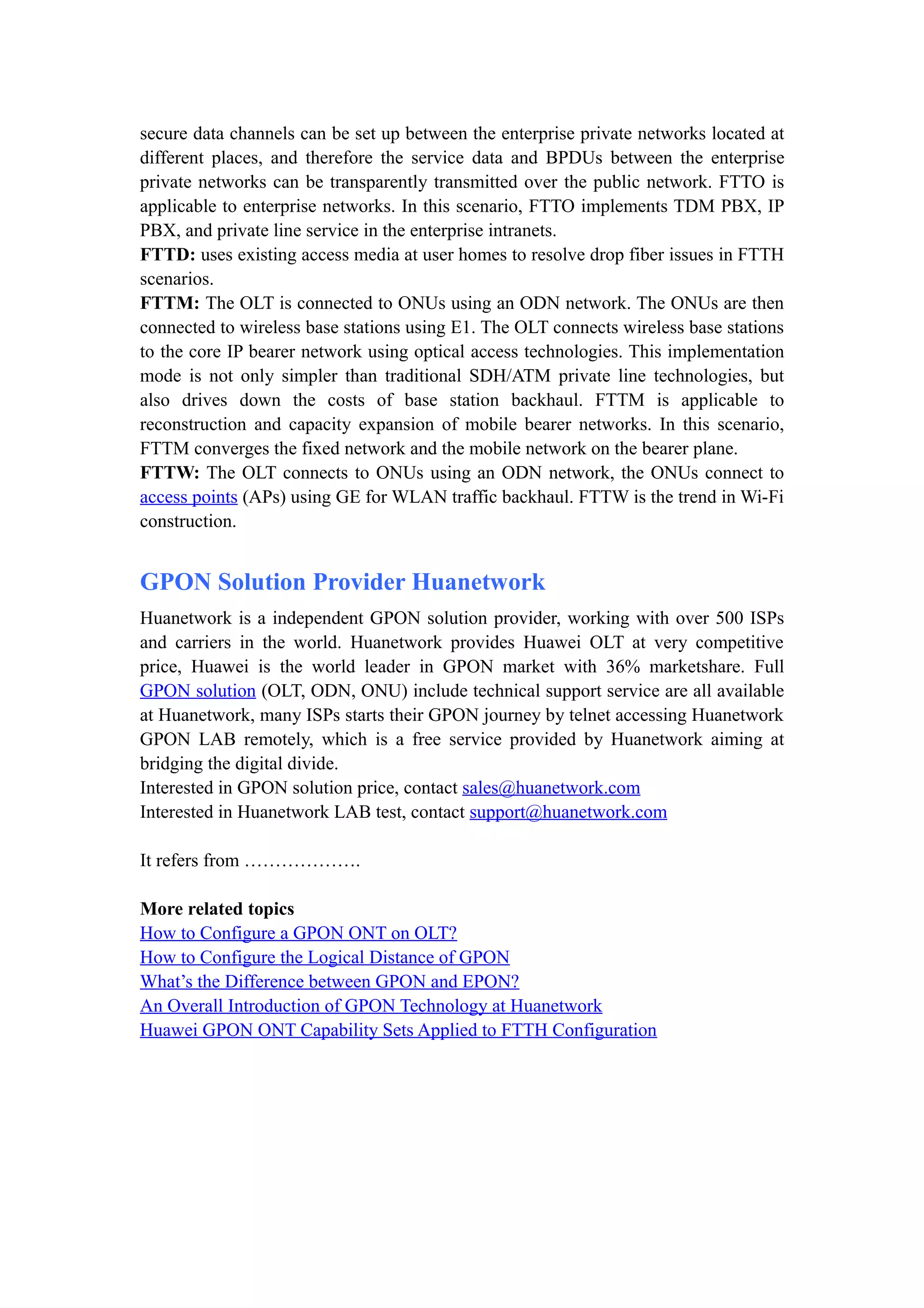 Ont, olt and mdu in gpon technology | DOC