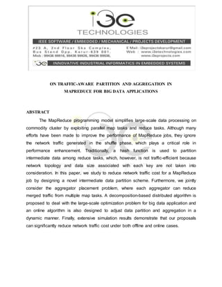 ON TRAFFIC-AWARE PARTITION AND AGGREGATION IN MAPREDUCE FOR BIG DATA APPLICATIONS | PDF
