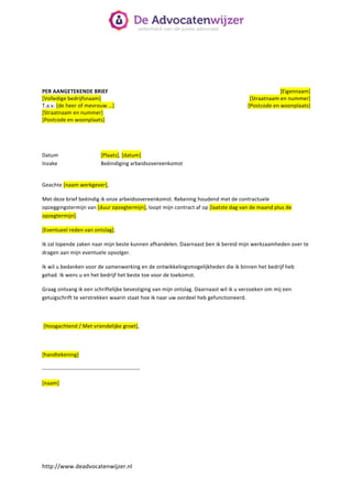 Ontslagbrief - De Advocatenwijzer | PDF