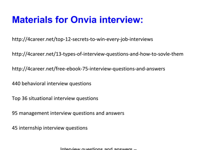 Onvia interview questions and answers | PPT | Resume Writing and Advice ...