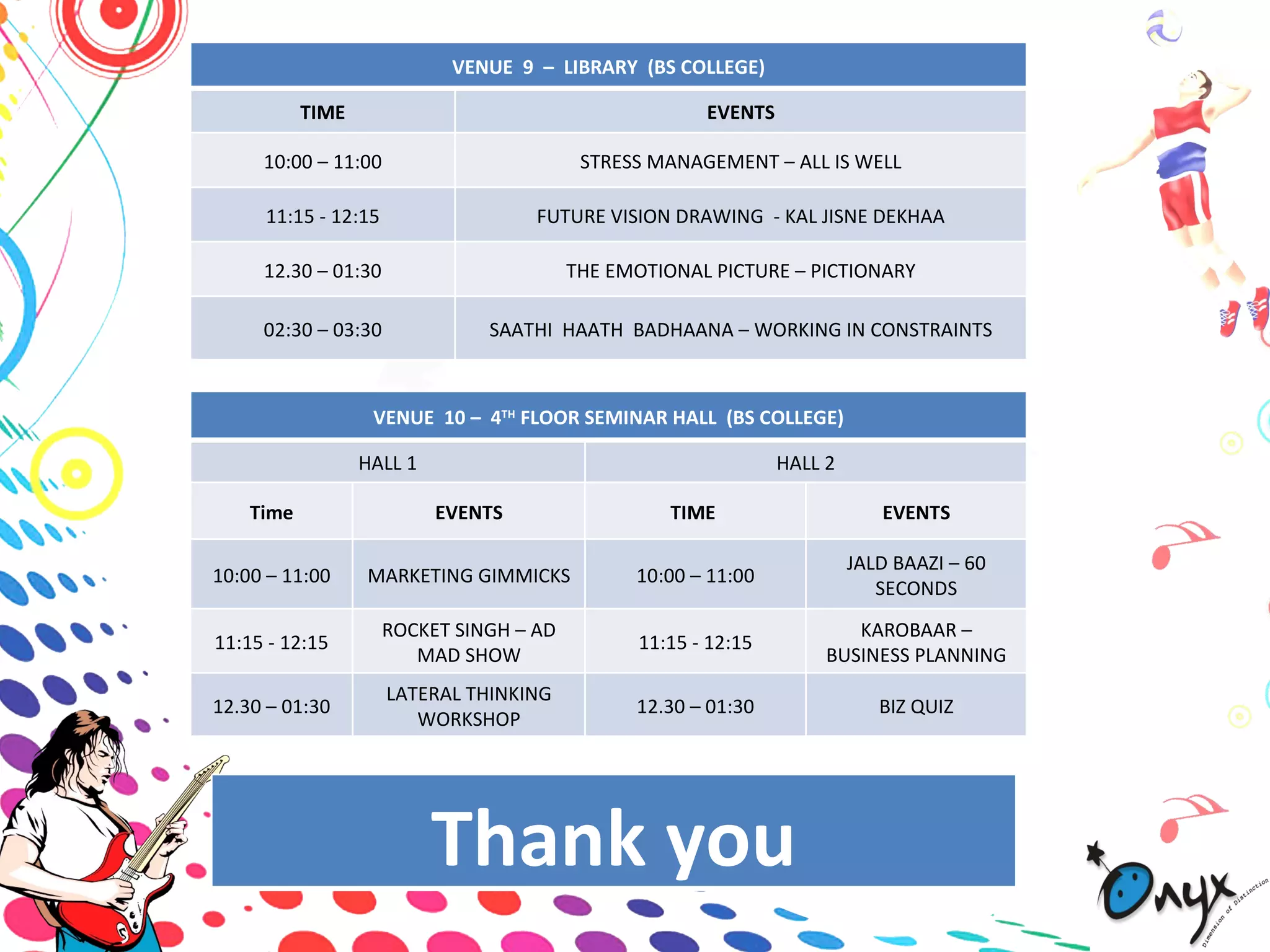 Onyx2012 event schedule | PPT