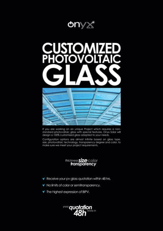 BIPV - Building Integrated Photovoltaic Solutions - Onyx Solar | PDF
