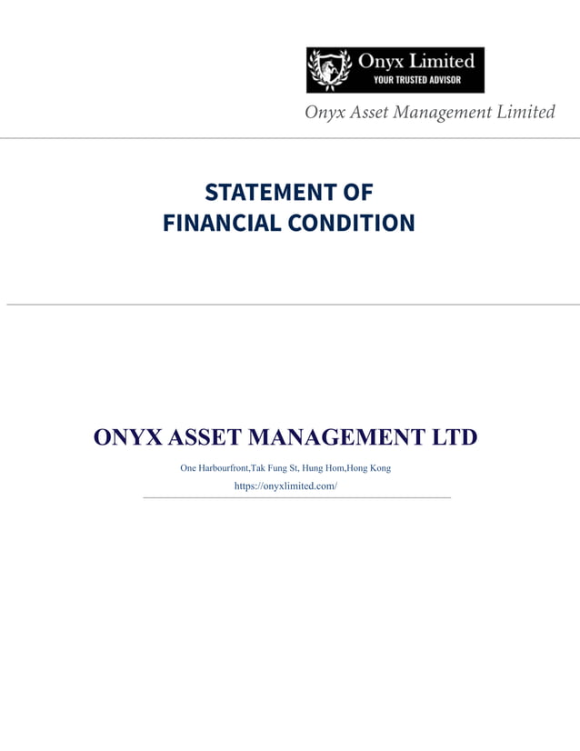 Onyx Ltd Statement of Financial Condition | PDF