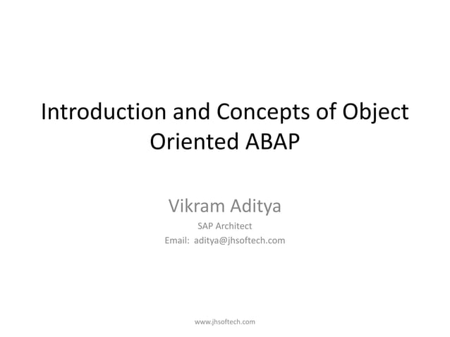 SAP ABAP using OOPS - JH Softech | PPTX | Programming Languages | Computing
