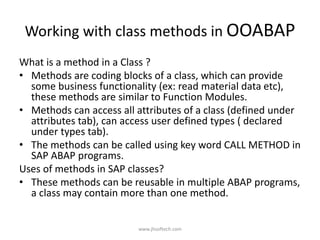 SAP ABAP using OOPS - JH Softech | PPTX | Programming Languages | Computing