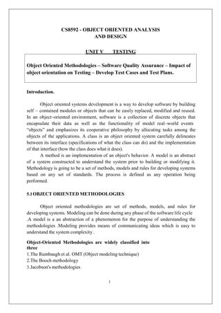 OOAD-Unit-5-Testing approaches and types of testing Strategies | PDF