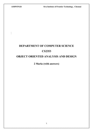 Ooad 2marks | PDF | Computing | Technology & Computing