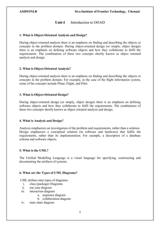 Ooad 2marks | PDF | Computing | Technology & Computing