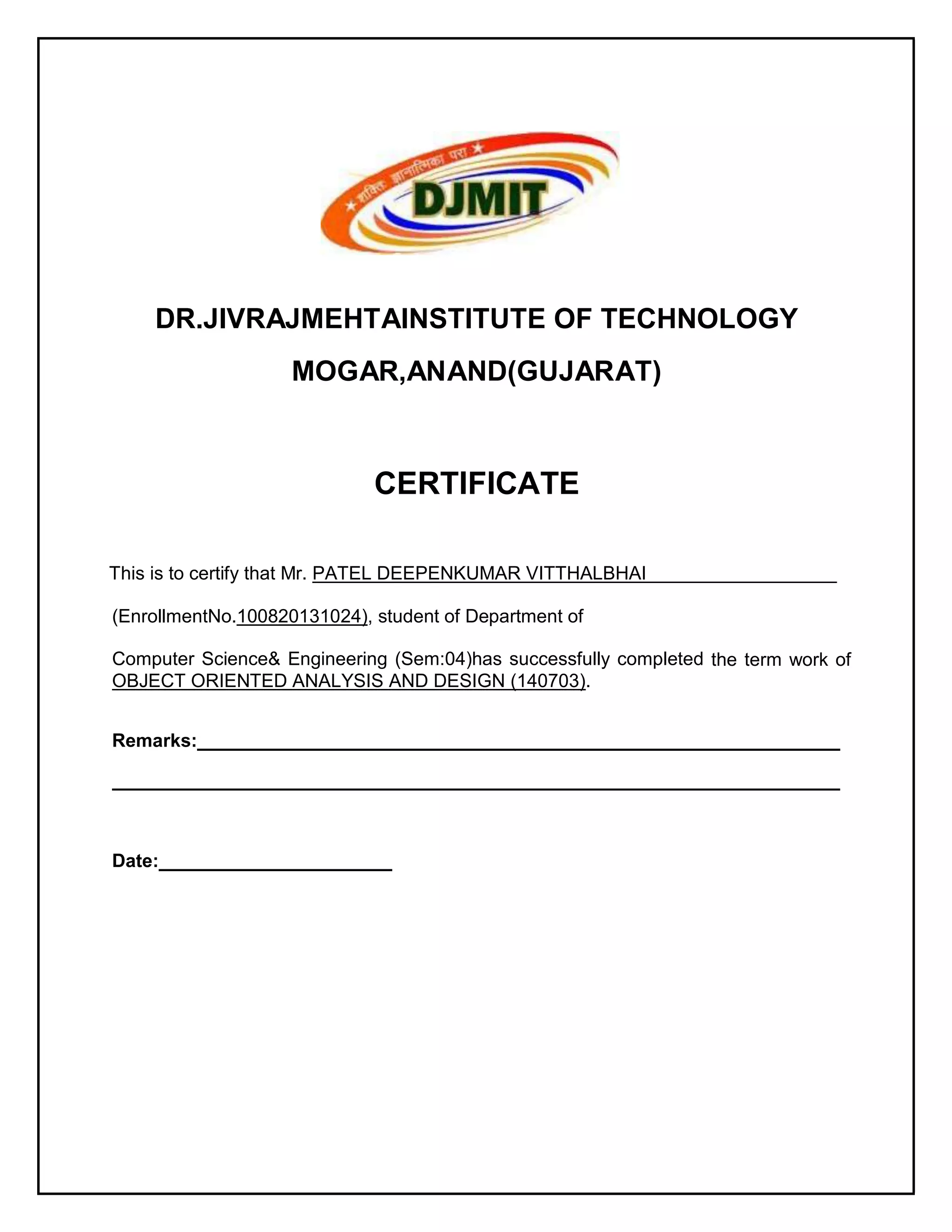 Ooad lab manual(original) | PDF