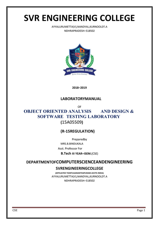 OOAD & ST LAB MANUAL.pdfOose feasibility study in detail Oose feasibility study in detail | PDF ...