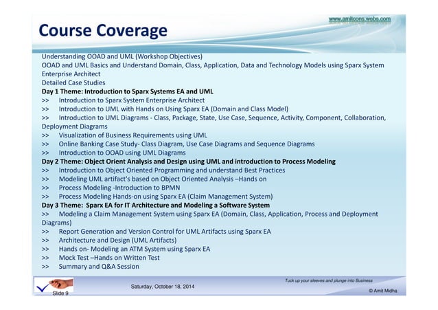 OOAD AND UML-TRAINING WORKSHOP | PPT