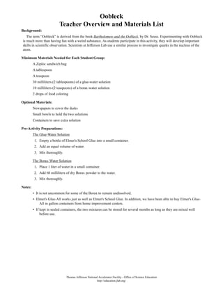 Oobleck Experiment | PDF