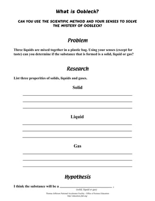 Oobleck Experiment | PDF