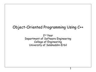 Object-Oriented Programming Using C++ | PPT