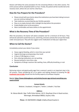 Oocyte (Egg) Retrieval: Everything You Need to Know | PDF