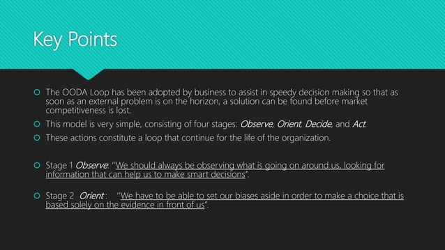 Ooda loop Smart decision process model | PPTX