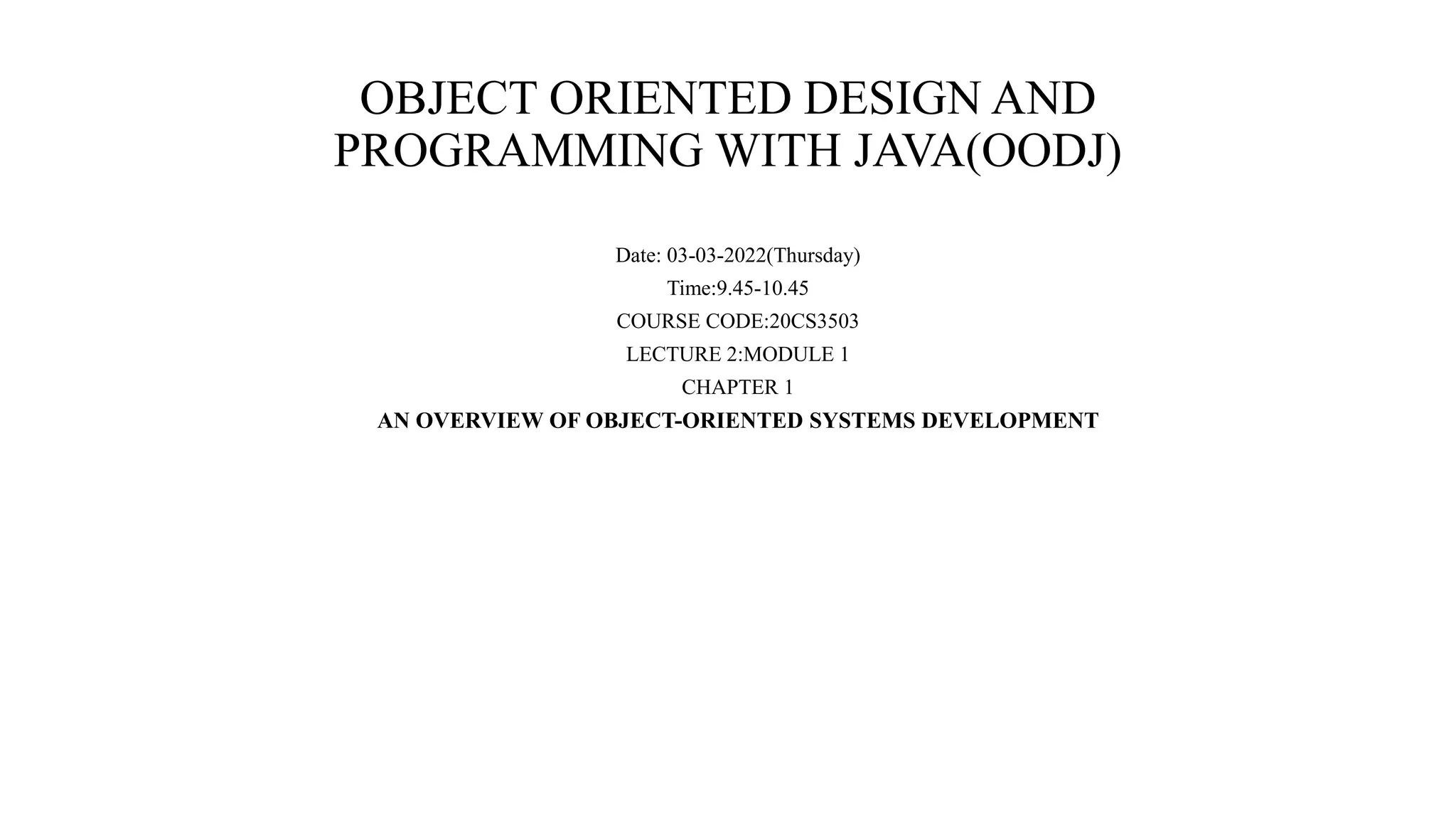 OODJ-MODULE 1.pptx | Programming Languages | Computing