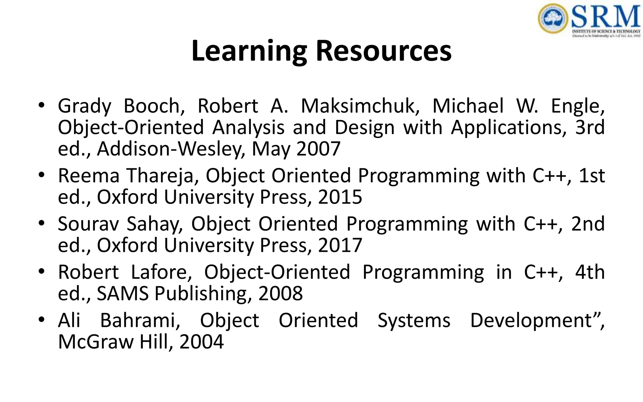 Object Oriented Design And Programming Unit 02 Ppt