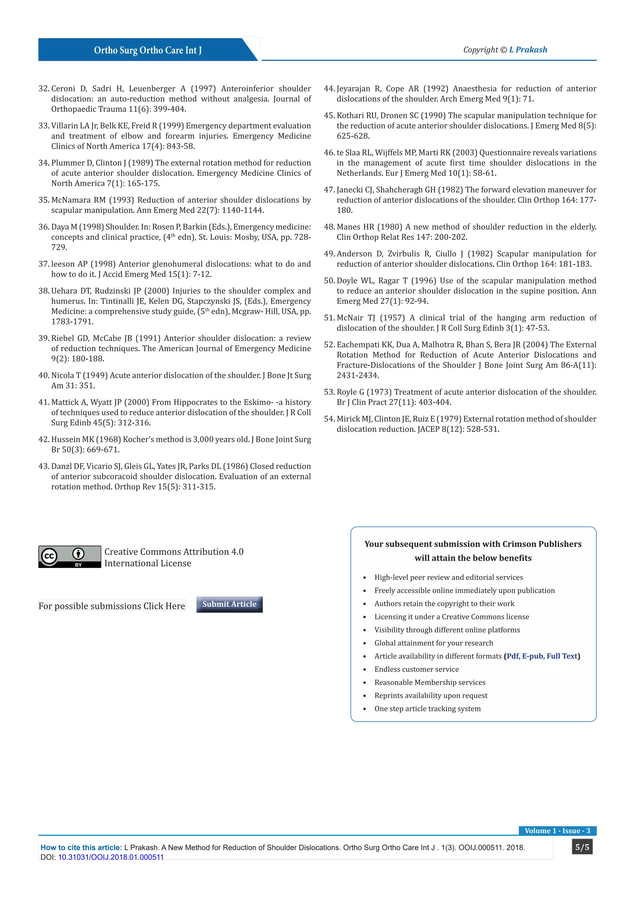 Crimson Publishers-A New Method for Reduction of Shoulder Dislocations ...