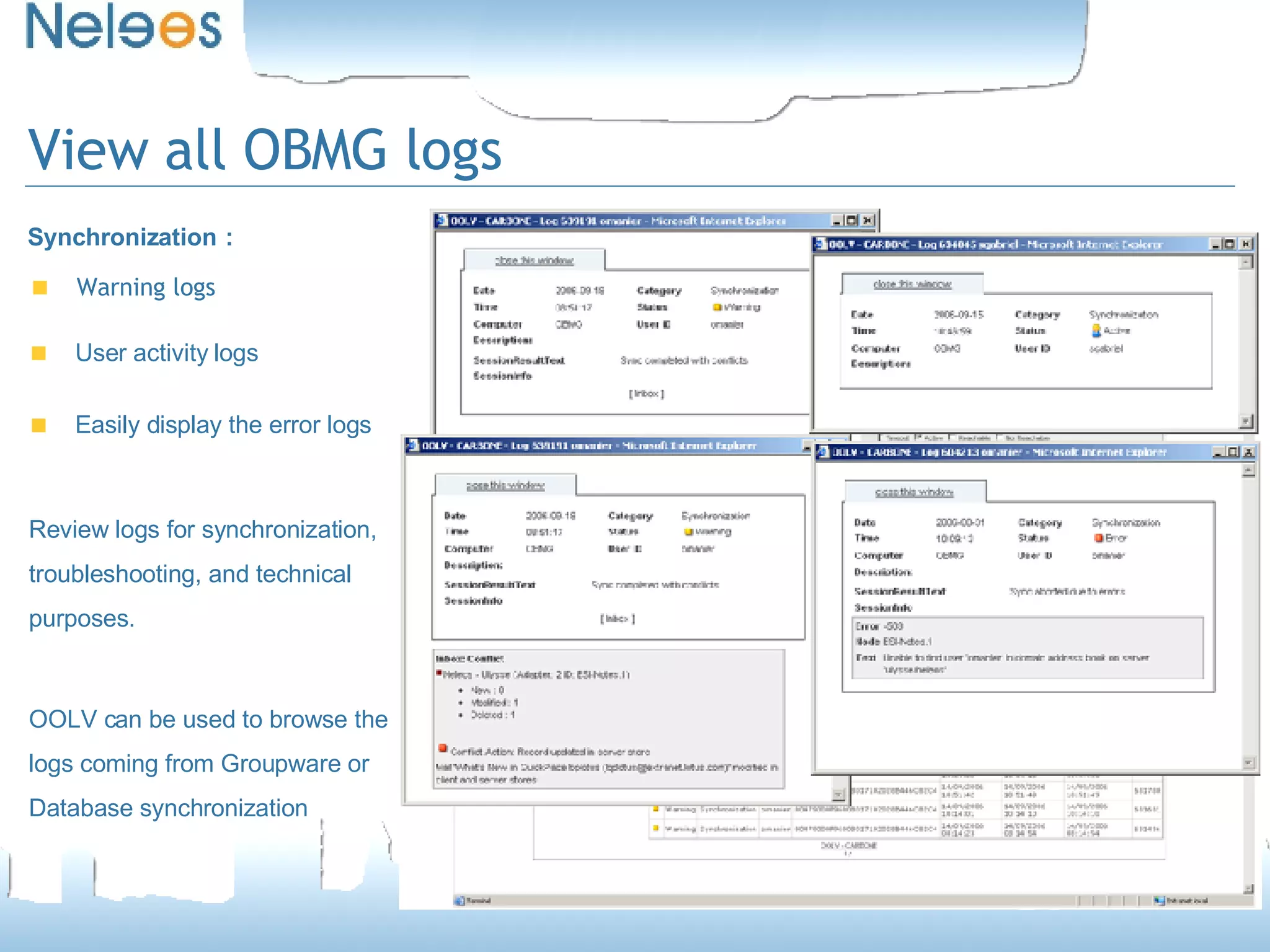 OneBridge Online Log Viewer (OOLV2) | PPS | Databases | Computer Software and Applications