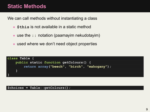 Object Oriented Programming In Php Ppt