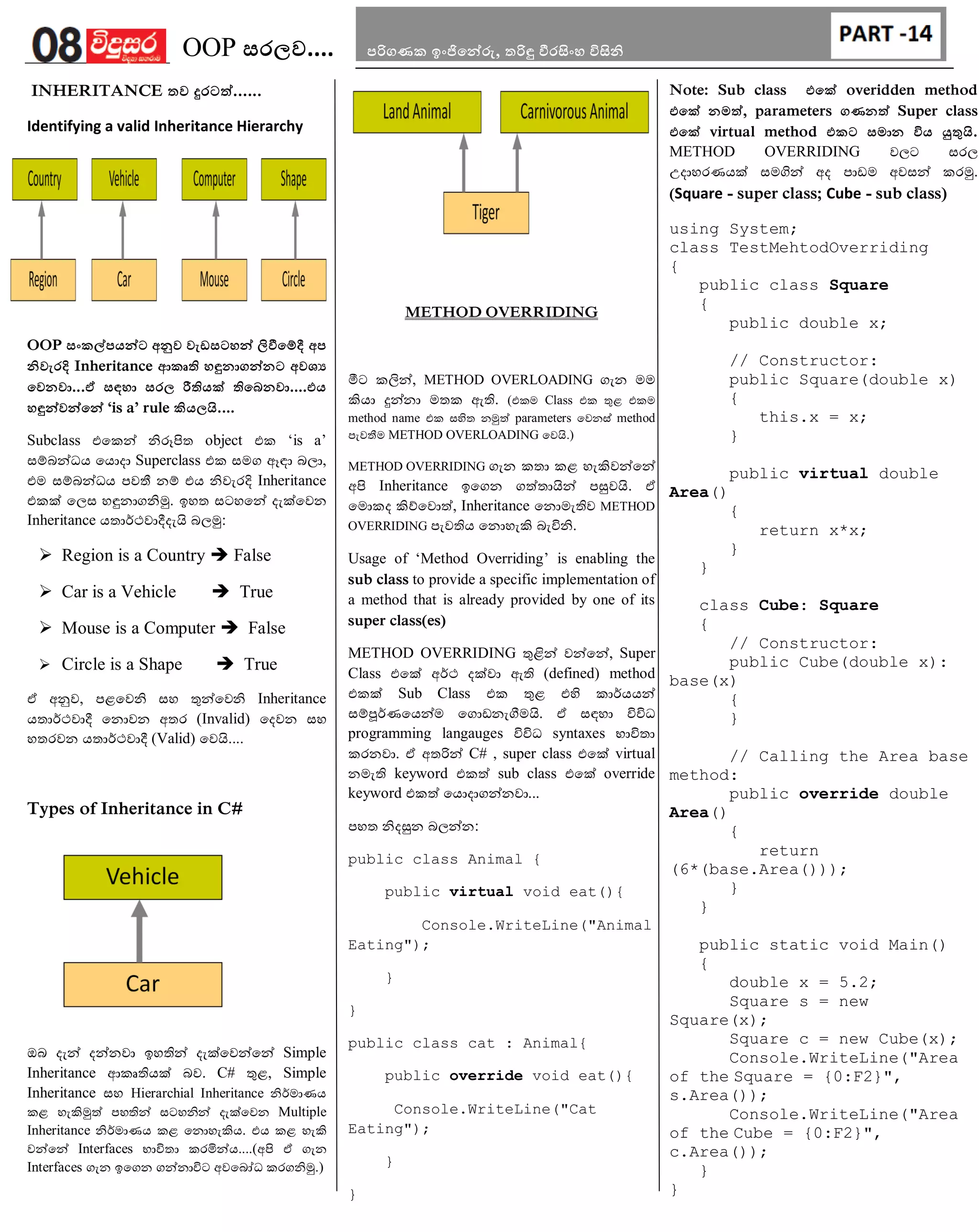 Object Oriended Programming in Sinhala | PDF