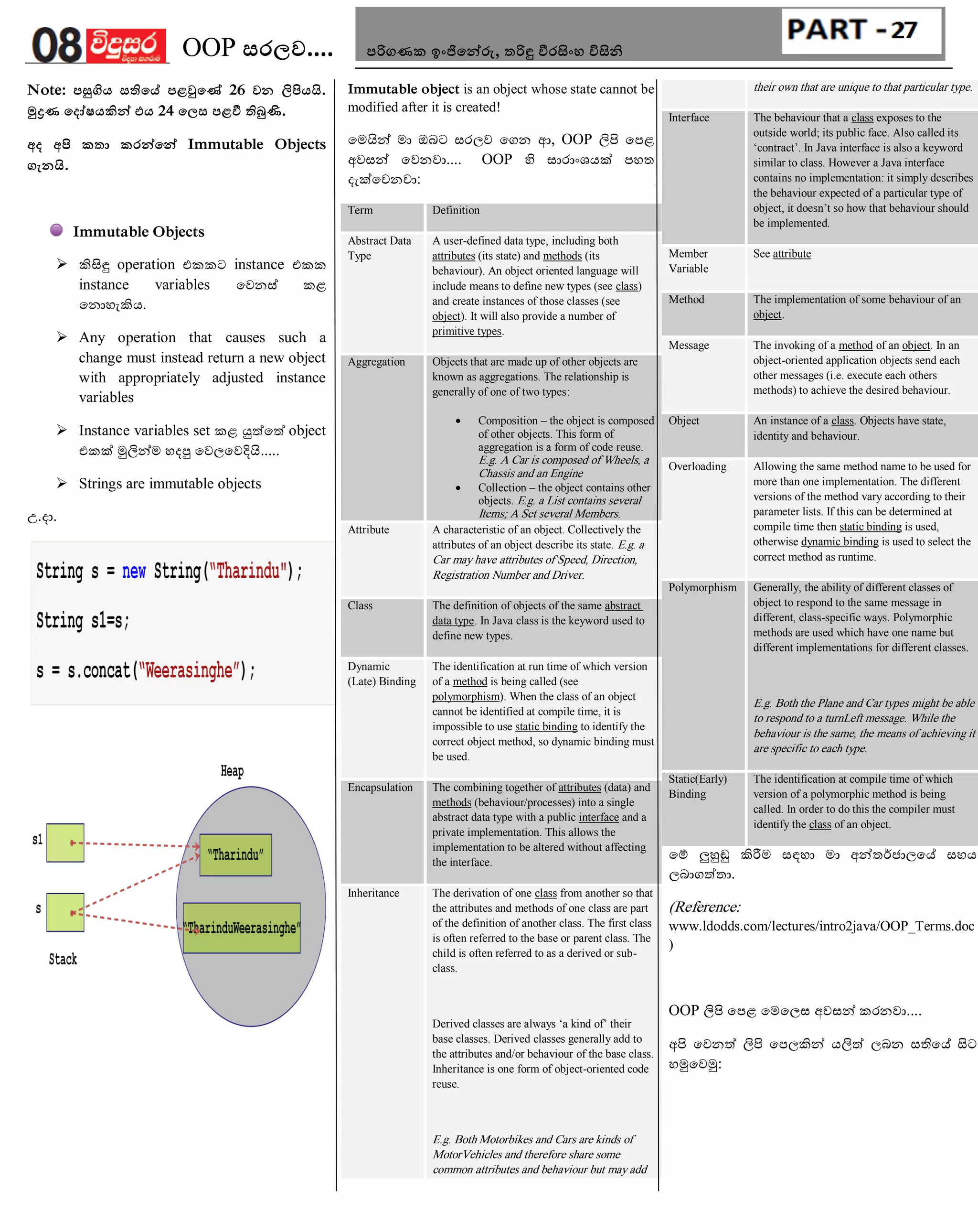 Object Oriended Programming in Sinhala | PDF