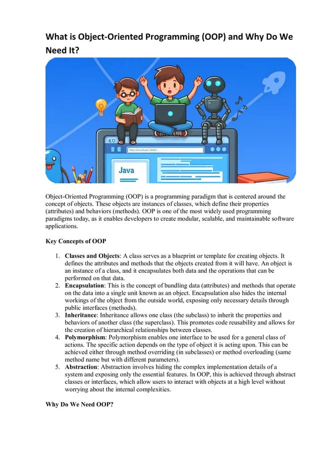 What is Object-Oriented Programming (OOP) and Why Do We Need It? | PDF