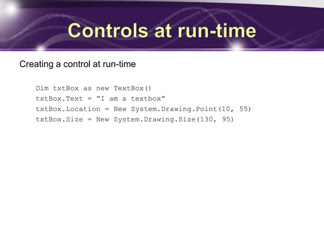 Advanced Vb Object Oriented Programming Controls Ppt