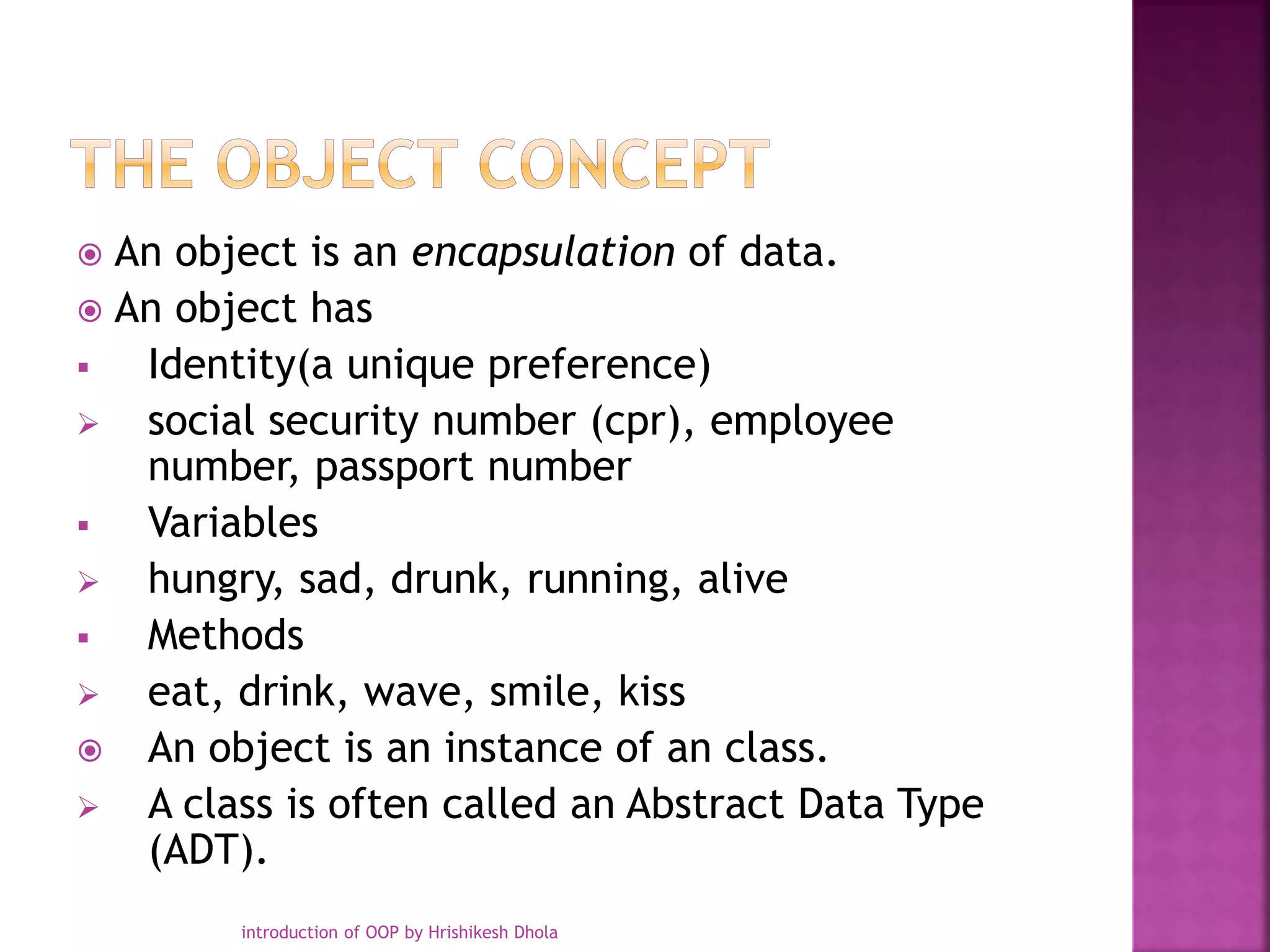 OOP by hrishikesh dhola | PPT