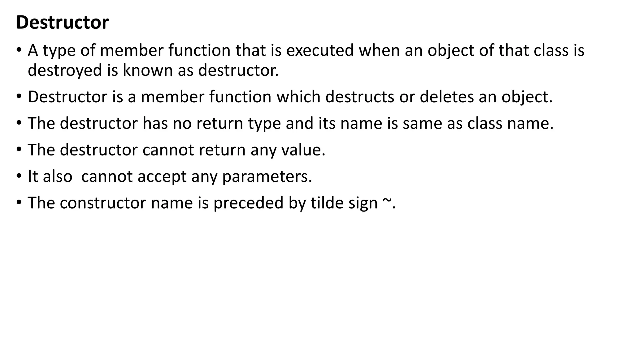 Oop Lecture 05 Constructor Destructor Pptx