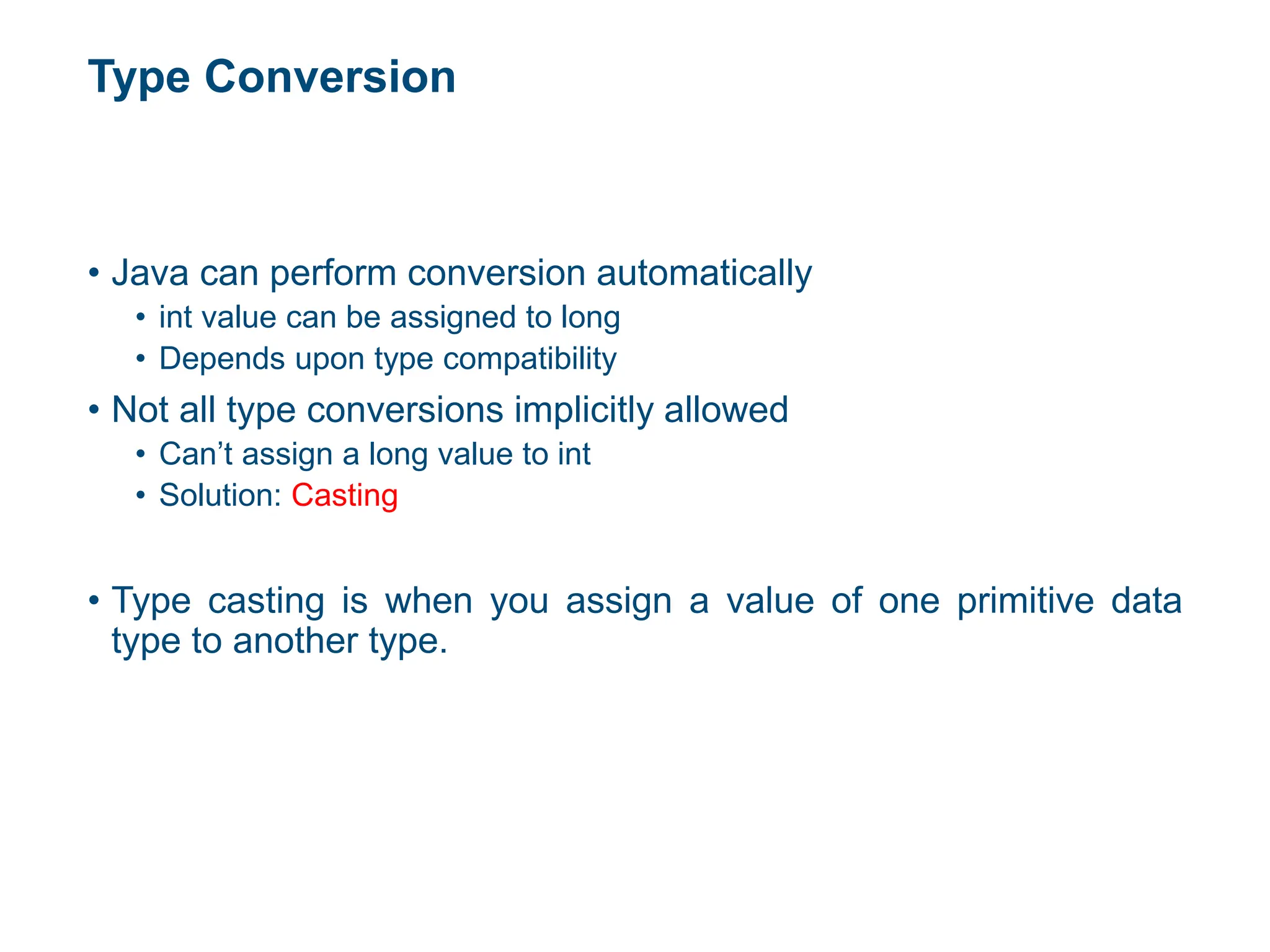 OOP - Lecture04 - Variables, DataTypes and TypeConversion.pptx OOP - Lecture04 - Variables, DataTypes and TypeConversion.pptx