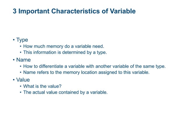 OOP - Lecture04 - Variables, DataTypes and TypeConversion.pptx OOP - Lecture04 - Variables, DataTypes and TypeConversion.pptx