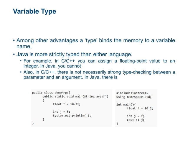 OOP - Lecture04 - Variables, DataTypes and TypeConversion.pptx OOP - Lecture04 - Variables, DataTypes and TypeConversion.pptx