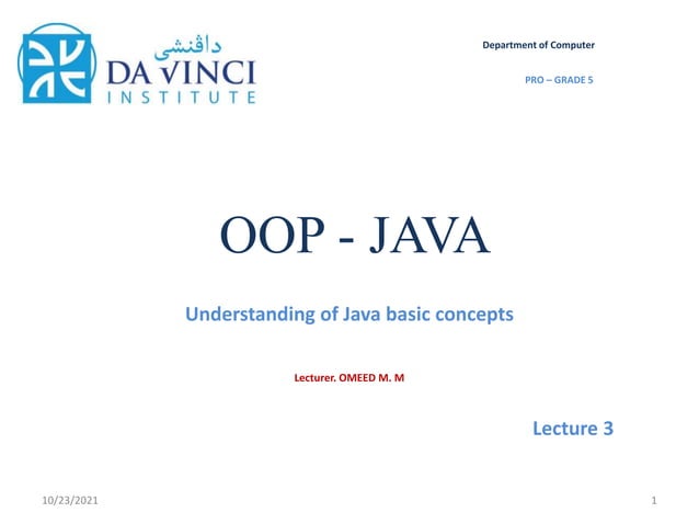 understanding of java basics | PPT