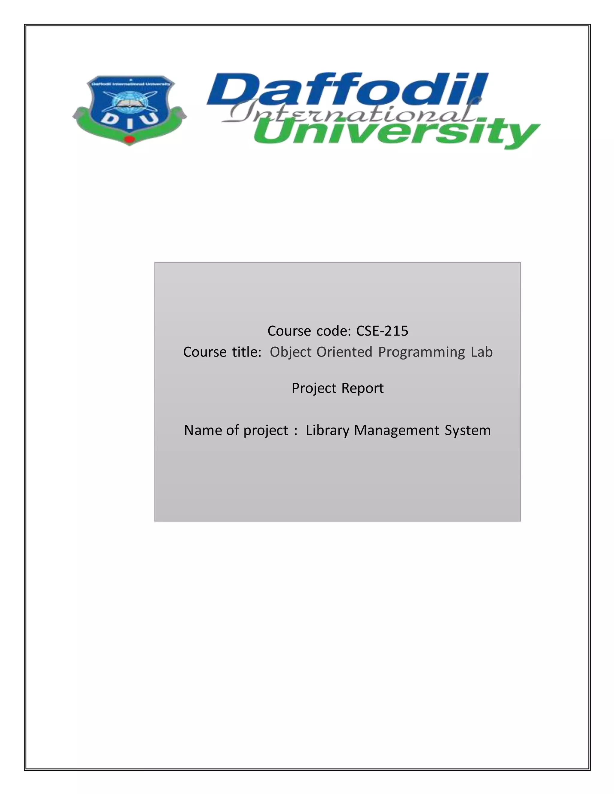 Library Management System Project Report | DOCX