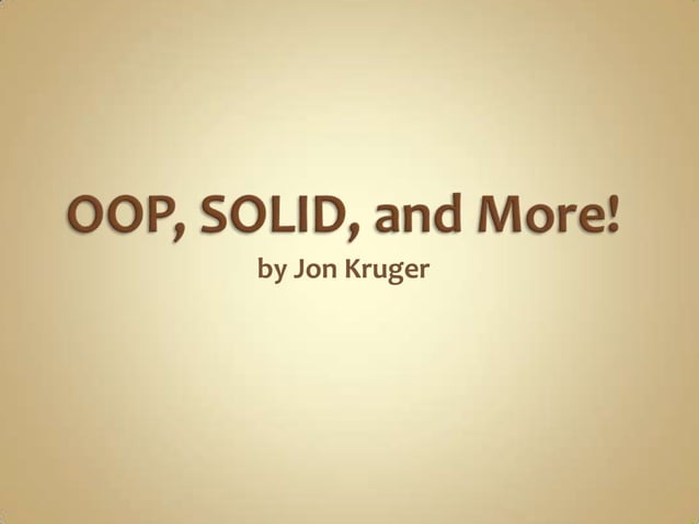 Advanced Object-Oriented/SOLID Principles | PPT