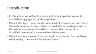 OOP - Understanding association, aggregation, composition and dependency | PPTX
