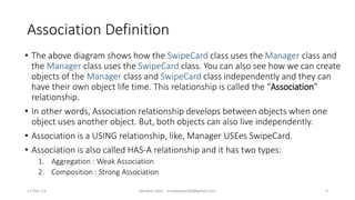 OOP - Understanding association, aggregation, composition and dependency | PPTX