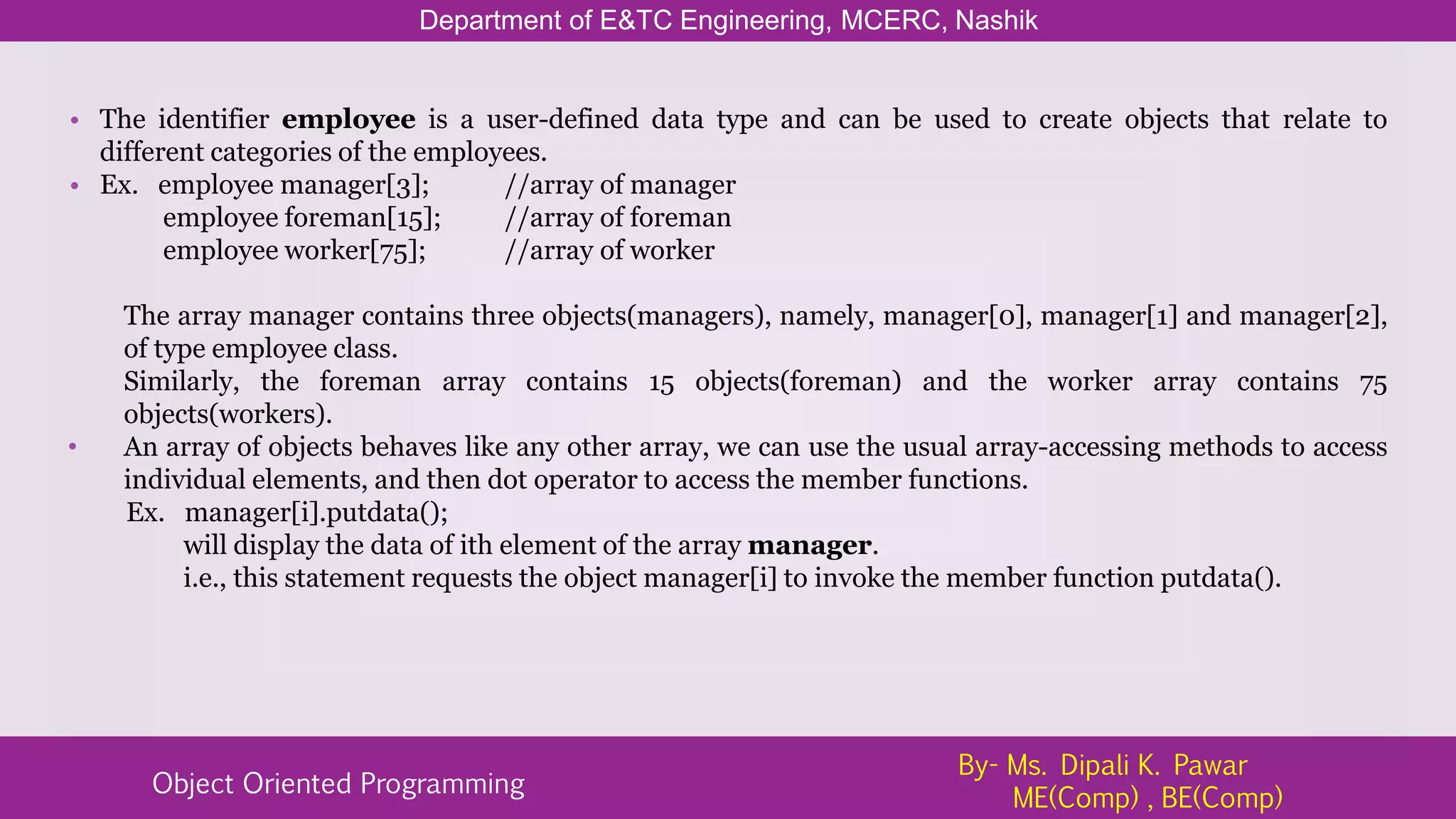 OOP Unit 2 - Classes and Object | PPTX | Programming Languages | Computing